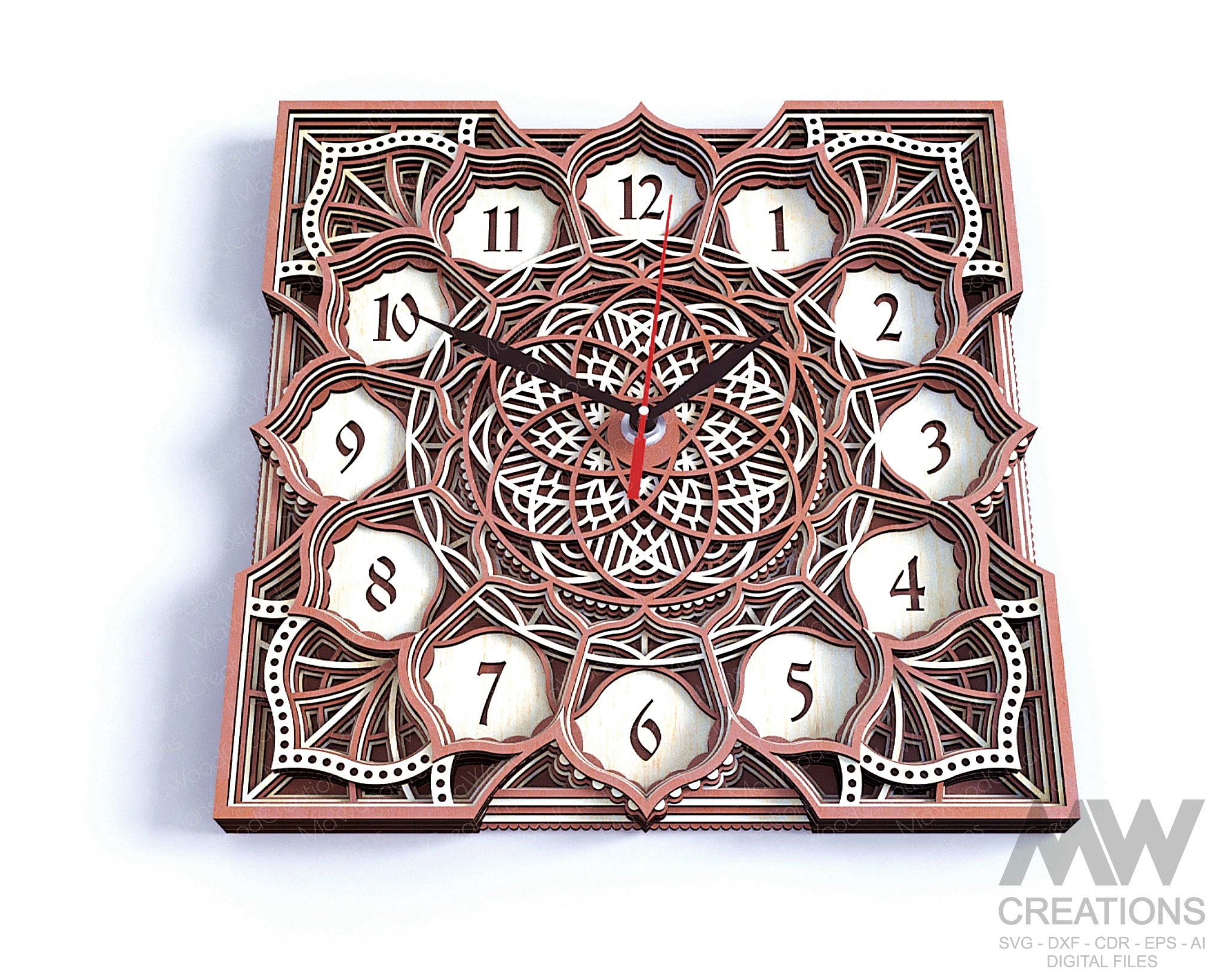 Multi Layer Clock Svg Mandala Clock SVG Dxf Laser Cut Clock - Etsy
