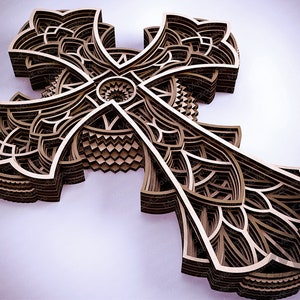 Laser Cut Multi Layer Cross Svg Dxf, Christian Cross SVG, Mandala Cross ...