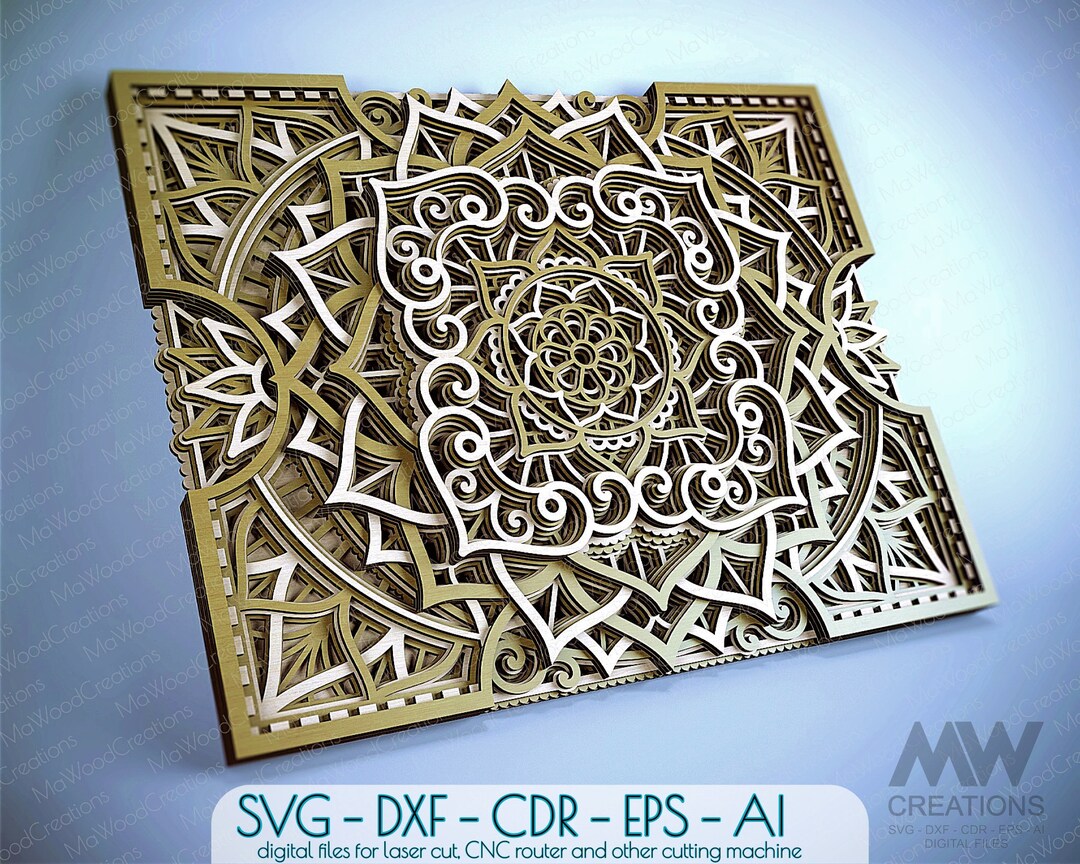 Multilayer Mandala SVG Dxf, Laser Cut Rectangular Mandala SVG Dxf ...