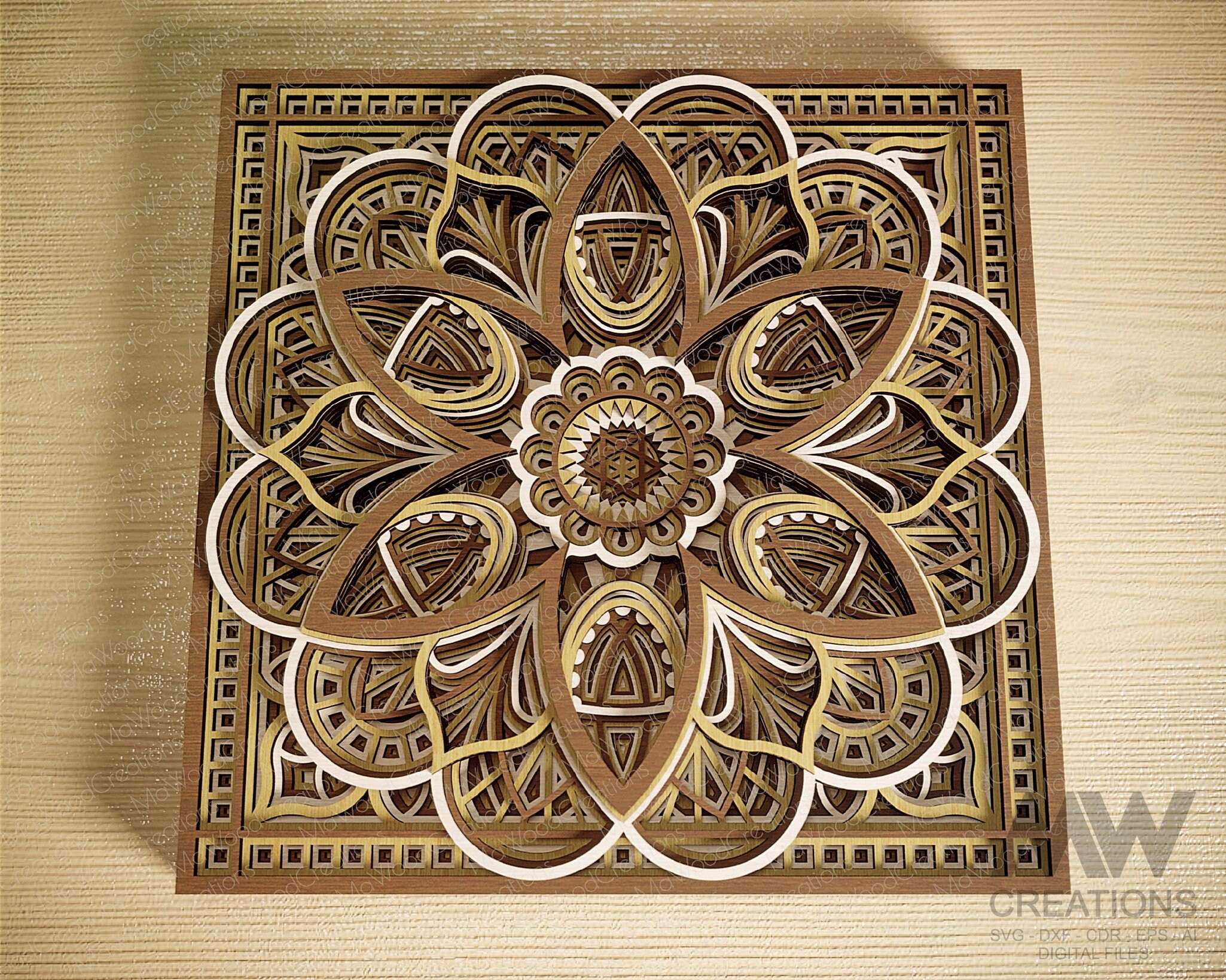 Laser Cut Layered Mandala SVG DXF, 3D Flower Mandala SVG, Multilayer ...