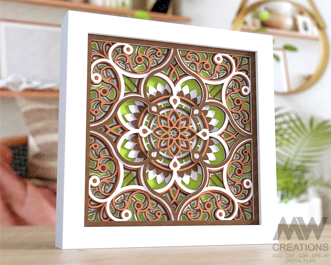 6 Layer Mandala Svg Dxf Paper Cut File, Layered Mandala SVG, 3d Svg ...
