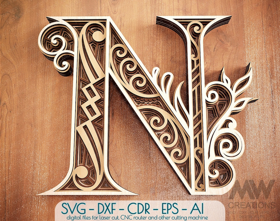 Layered Letter N, Layered Letters SVG, Multi Layer Letters, Letters SVG ...