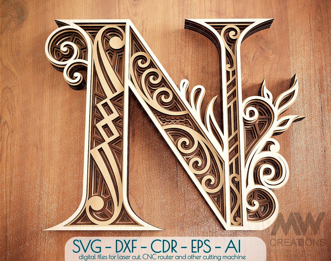 Layered Letter N Layered Letters SVG Multi Layer Letters - Etsy