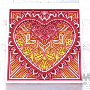 Multi-layer Heart Mandala SVG Dxf, 3d Layer Heart Mandala Svg, Shadow ...