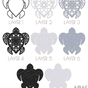 3d Turtle Mandala SVG Dxf, 3D Turtle Svg, Multi-layer Turtle Svg Cut ...