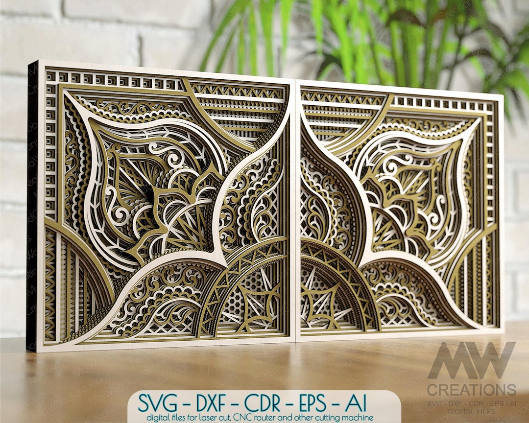 Laser Cut Layered Mandala SVG DXF, 4 Parts Mandala SVG, Modular Mandala ...