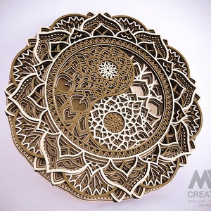 Yin Yang Mandala SVG Dxf, Yin-yang Mandala Laser Cut, Cnc Laser Yin ...