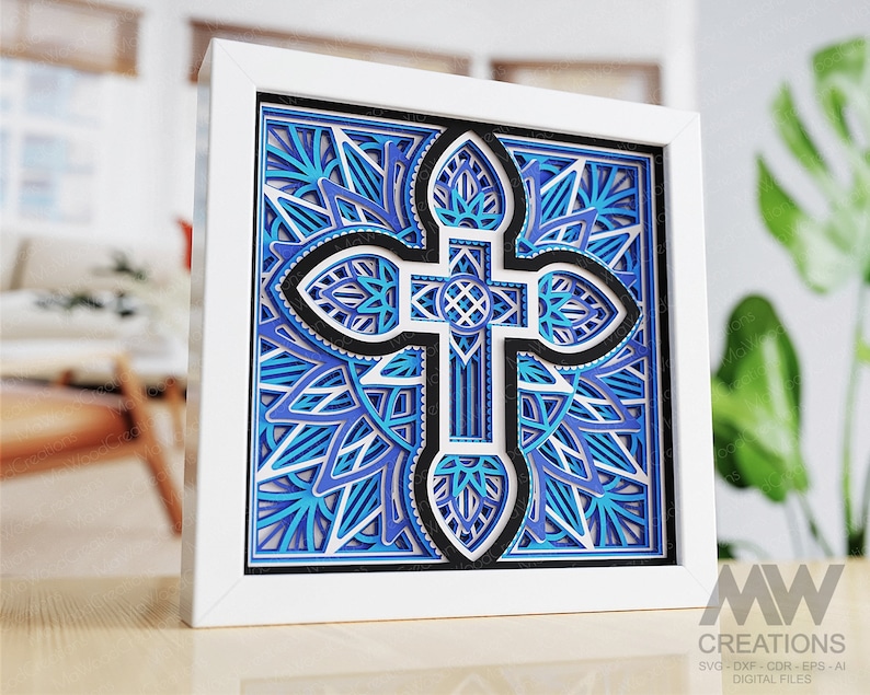 Layered Cross Cutting File, Shadowbox Cross Svg, Christian Cross Svg ...