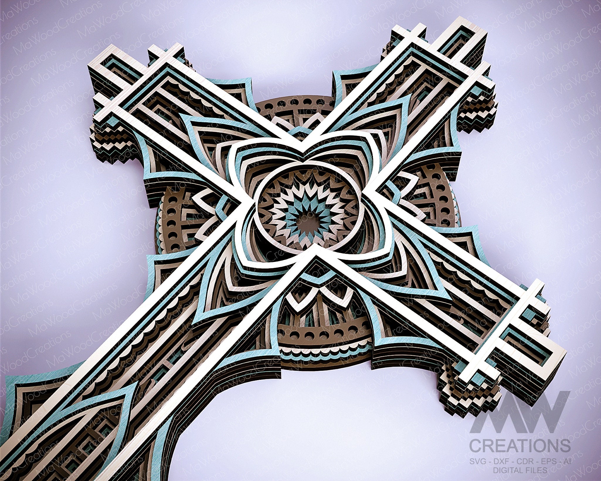 3D Cross SVG, Multi Layer Cross SVG for Cricut, Laser Cut Layered Cross ...