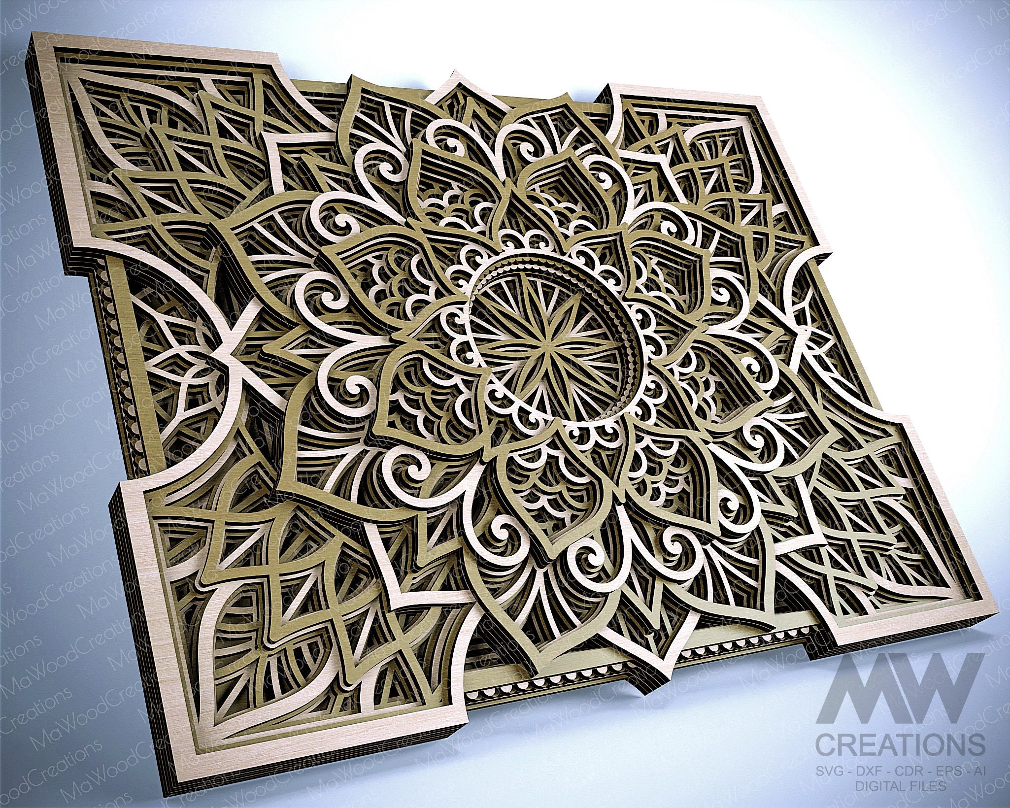 Mandala DXF Laser Cut Pattern Rectangular Mandala SVG Dxf - Etsy UK