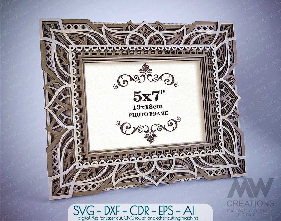 Laser Cut Frame SVG DXF, Multilayer Frame Svg, 5x7 Picture Frame Svg ...