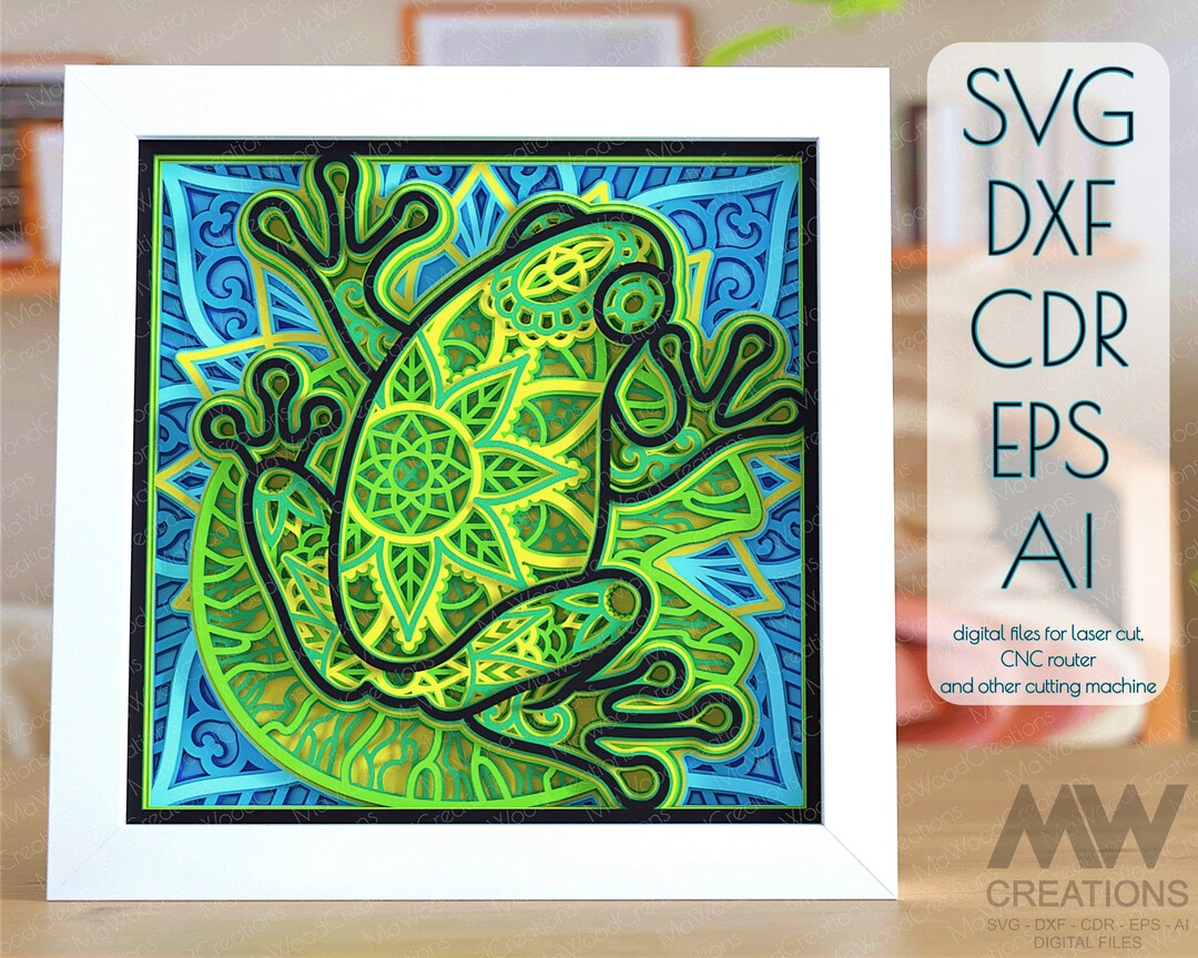 3D Frog SVG DXF Files, Layered Frog Mandala SVG, Shadowbox Frog Svg, 3D ...