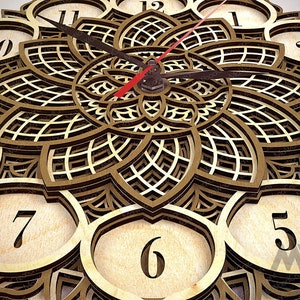Laser Cut Clock SVG Dxf, Layered Mandala Clock Svg, Multi-layer Clock Svg, 3D Layer SVG Clock ...