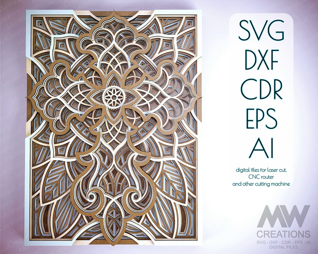 Laser Cut Cross SVG, Layed Mandala Cross Dxf, Cricut Cross SVG, Layer ...