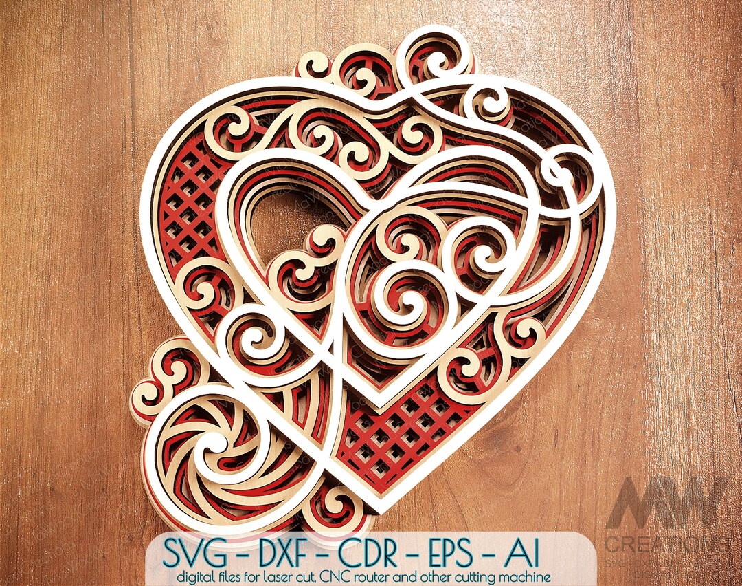 3d Layered Heart Svg, 3d Heart Cricut, Multilayer Heart Svgs, Heart SVG ...