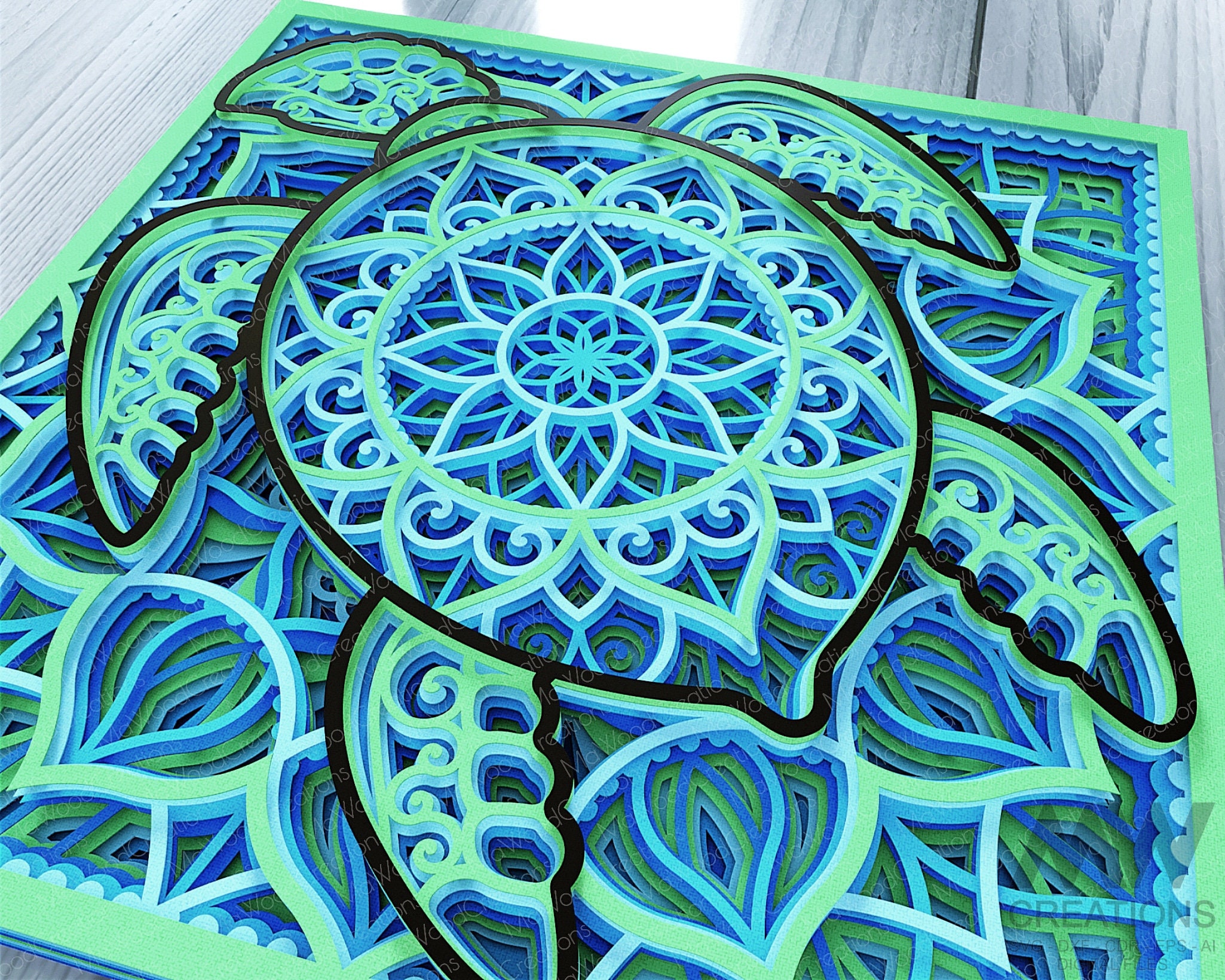 Layered Turtle Mandala SVG Dxf 3D Turtle Svg Multi-layer - Etsy