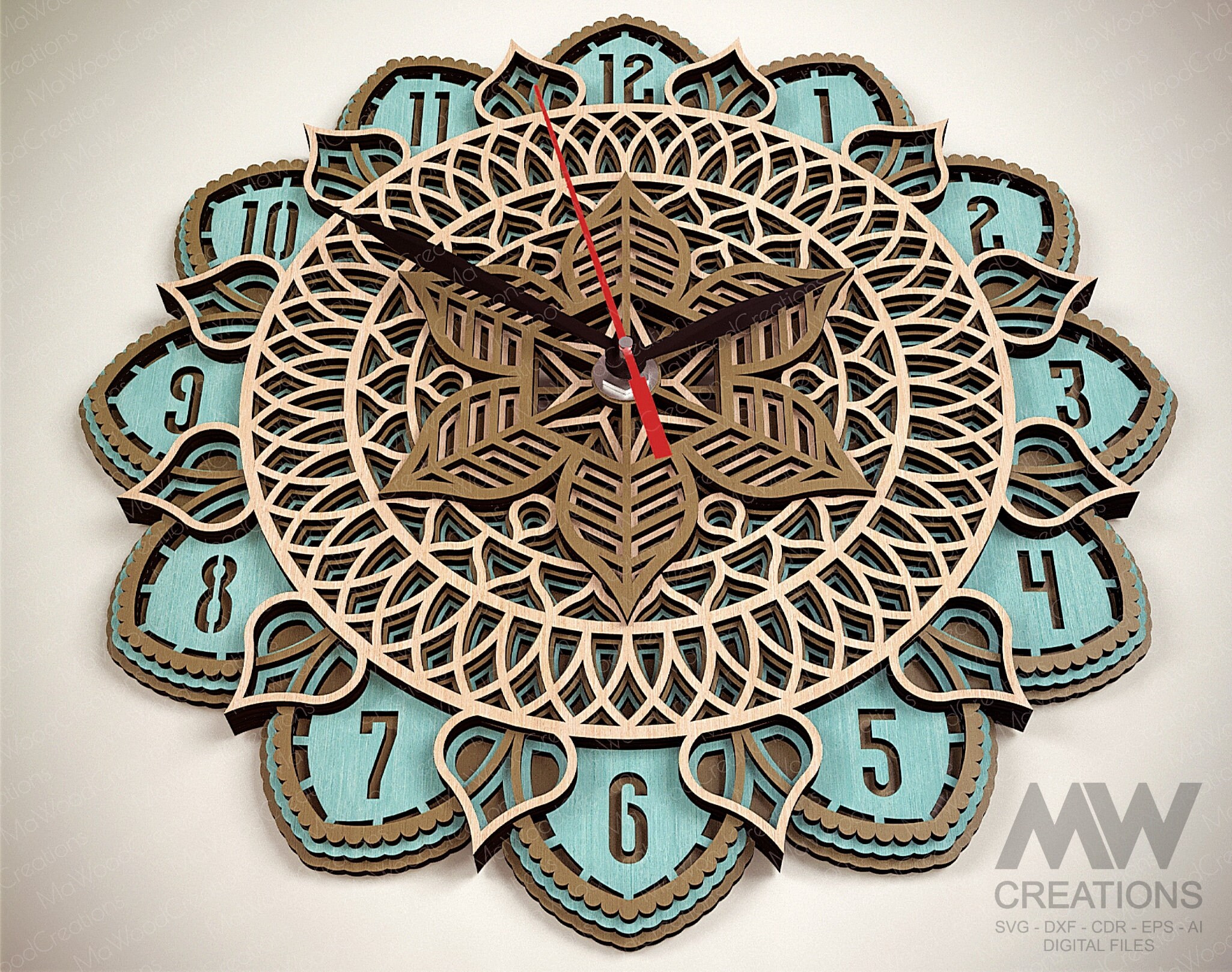 5 Layer Mandala Clock Svg 3d Layer Svg Clock Multi Layer - Etsy Canada