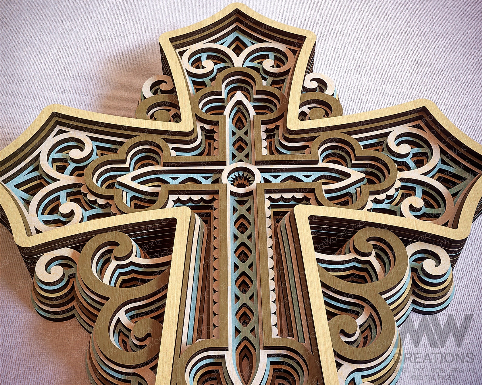 Laser Cut Cross SVG for Cricut, Glowforge Cross Svg, Multilayer Mandala ...