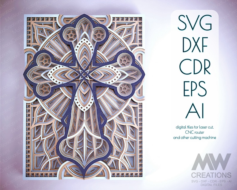 Laser Cut Cross Svg Dxf, Multilayer Cross, Cricut Cross SVG, Layer Svg ...