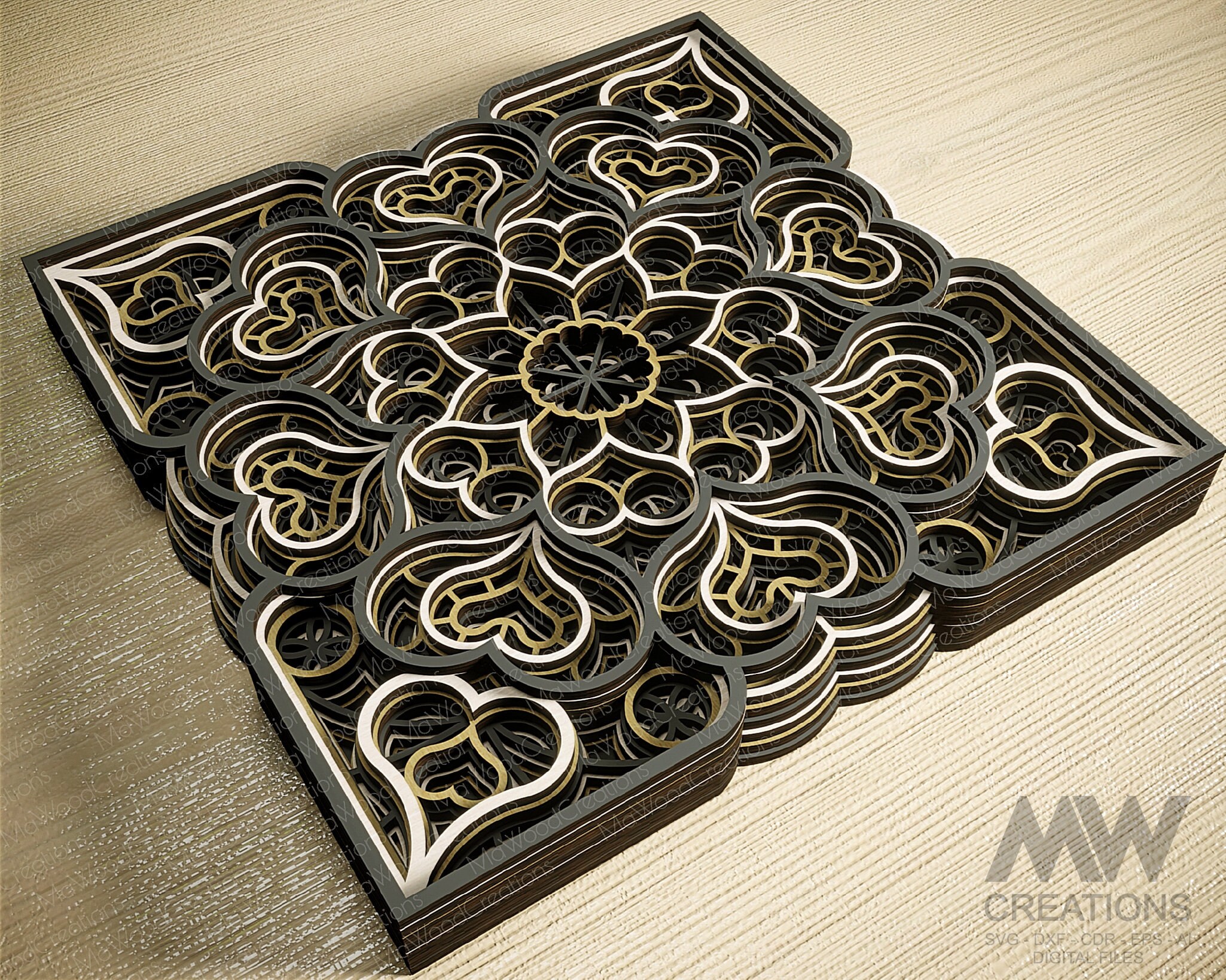 Multi-layer Mandala SVG Dxf 3d Layer Heart Mandala Cricut - Etsy