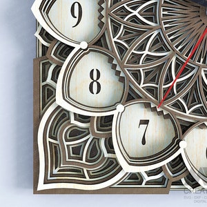 Laser Cut Clock SVG Dxf, Layered Mandala Clock Svg, 3d Svg Clock Files ...