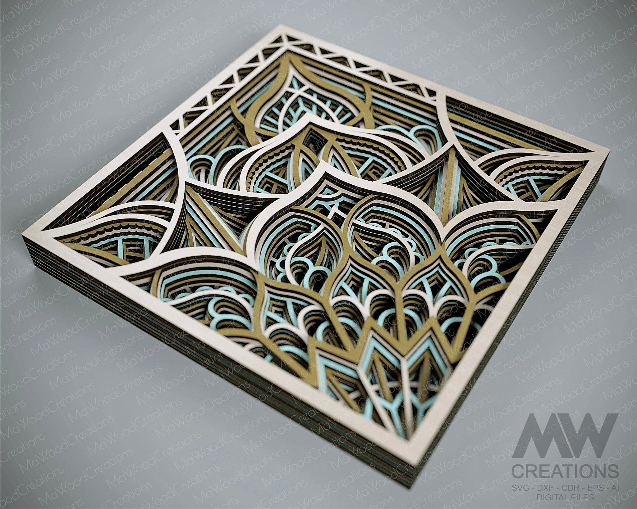 Laser Cut Multilayer Mandala SVG Dxf, Floral Mandala Svg, 3d Svg ...