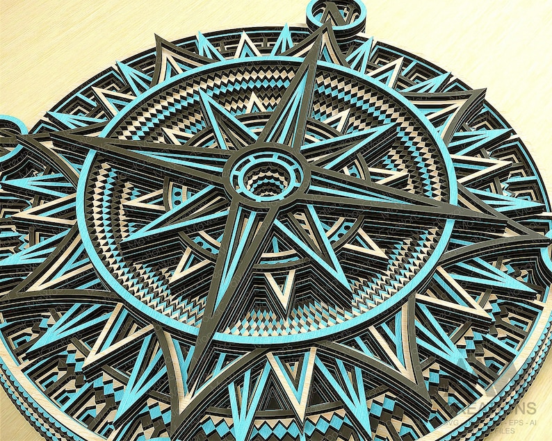 Laser Cut Compass 3D Mandala Svg Files Multilayer Panel, Multi-layer ...