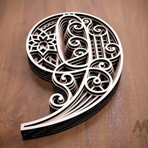 Layered Number 9, Layered Numbers SVG, Multilayer Number 9, Numbers SVG ...