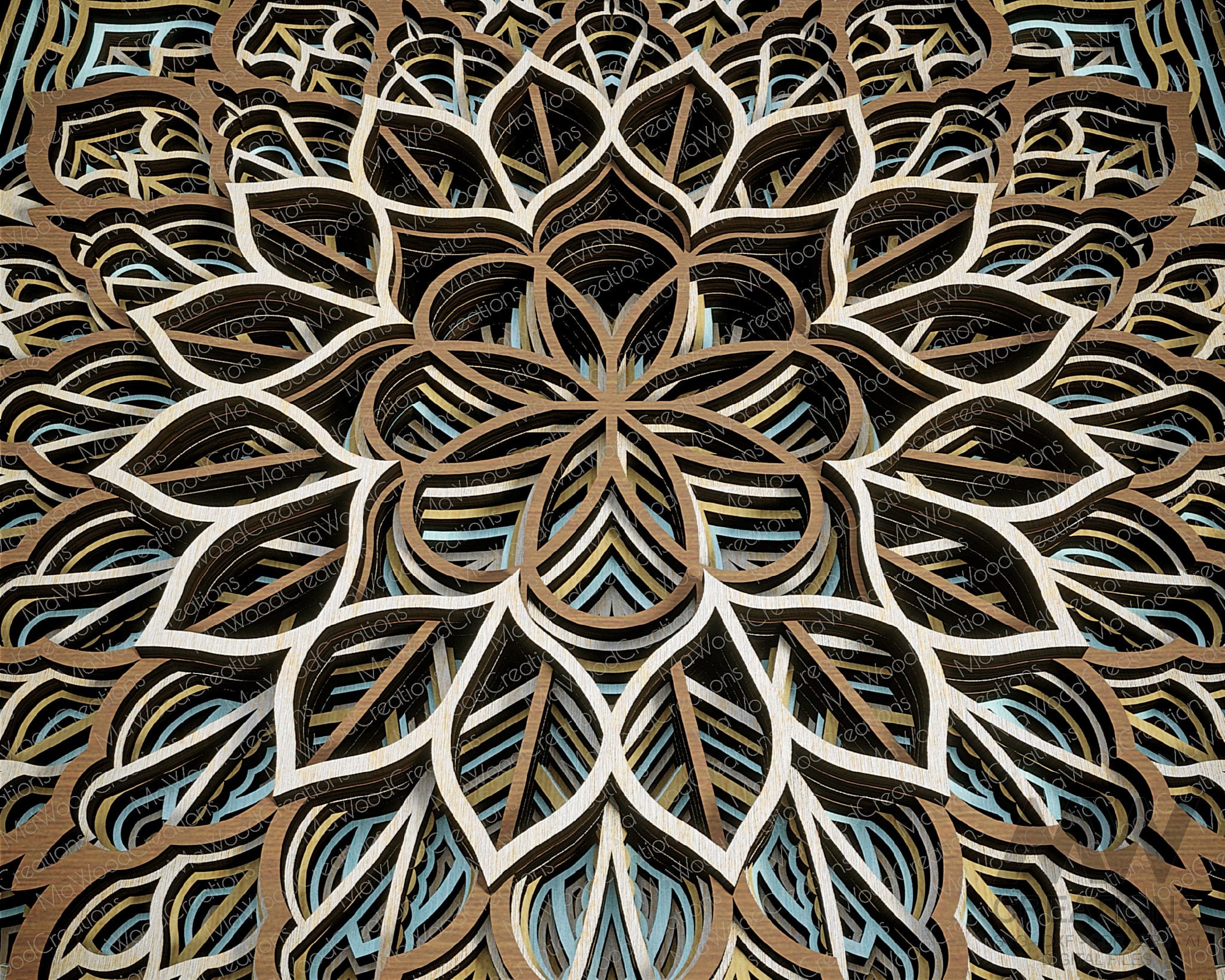 Laser Cut Layered Mandala SVG DXF, 3D Flower Mandala SVG, Multilayer ...