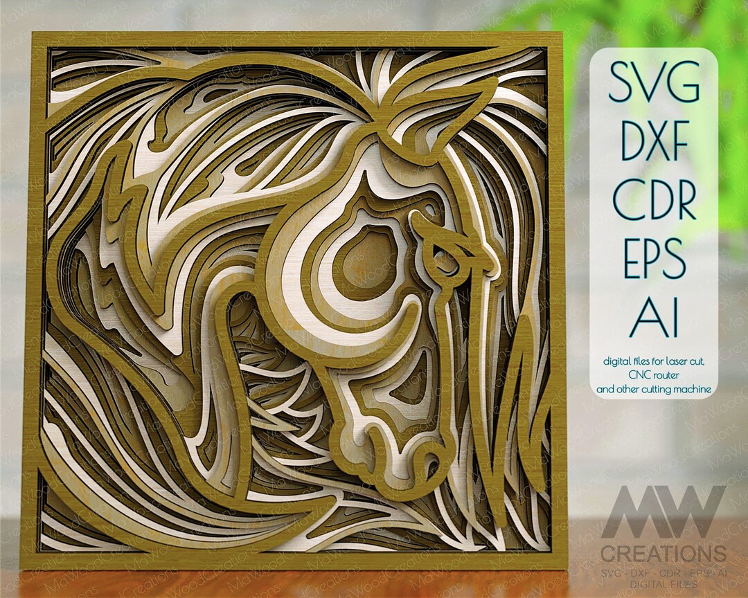 Multilayer Horse Laser Cut File, 3D Horse Svg Dxf, Layered Horse ...