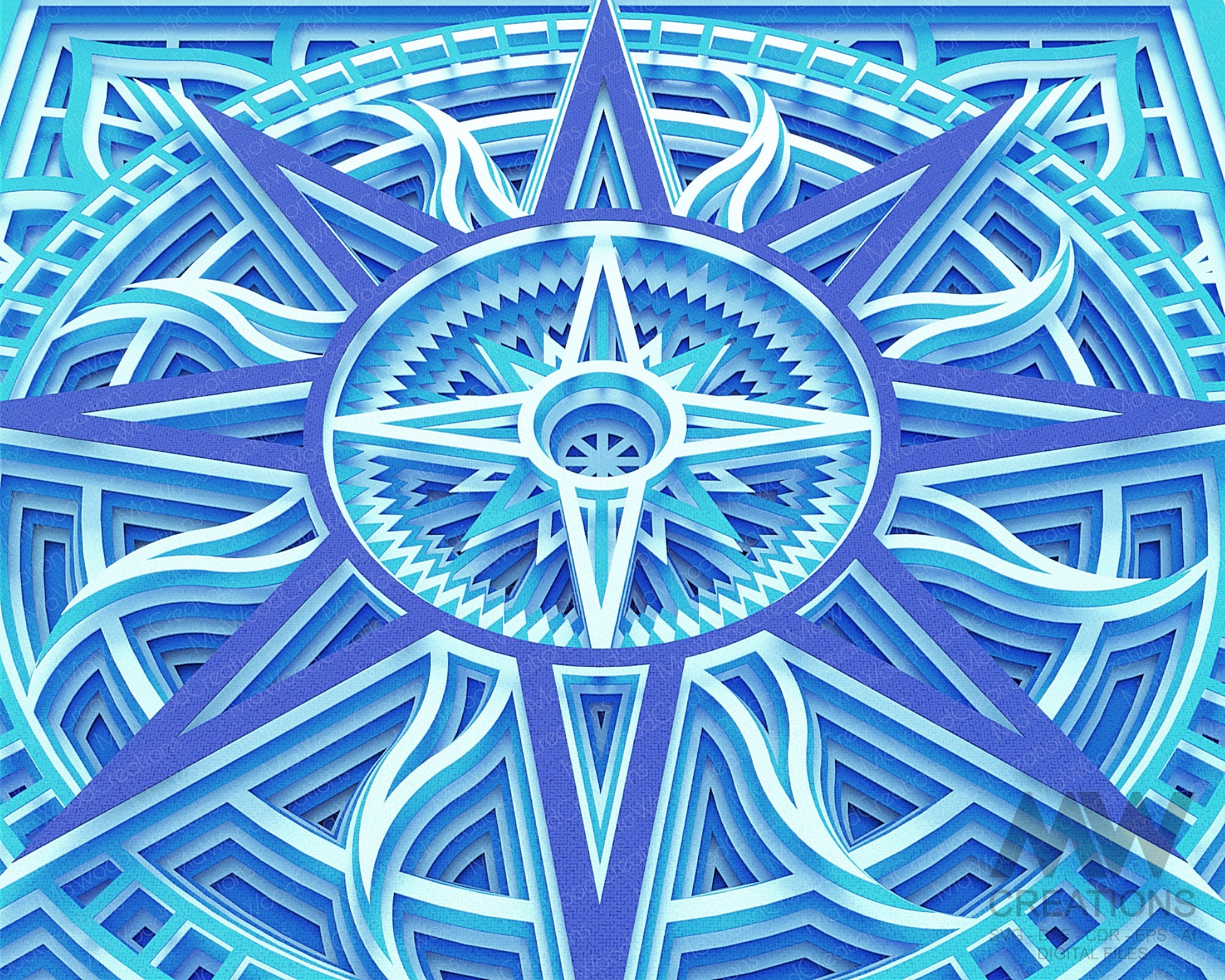 Shadow Box Compass Mandala SVG Dxf Compass Mandala Svg - Etsy