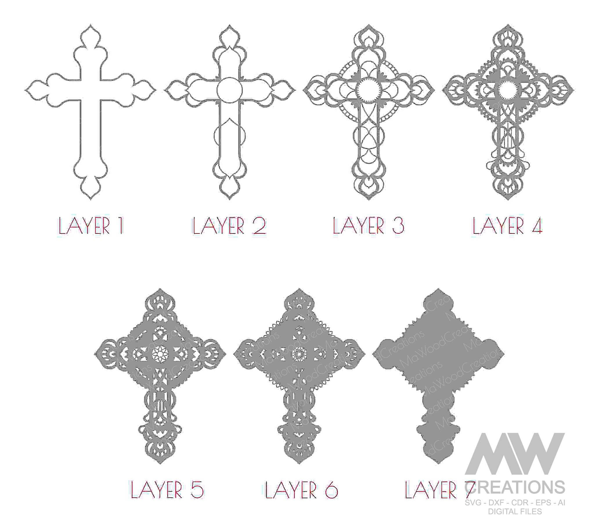 3D Layer Cross Svg, Mandala Cross SVG for Cricut, Glowforge Cross Svg ...