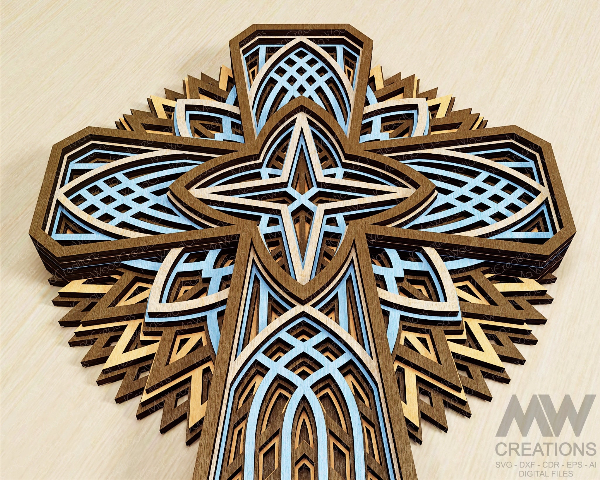 Laser Cut Multilayer Cross Svg Dxf 3D SVG Cross Religious - Etsy