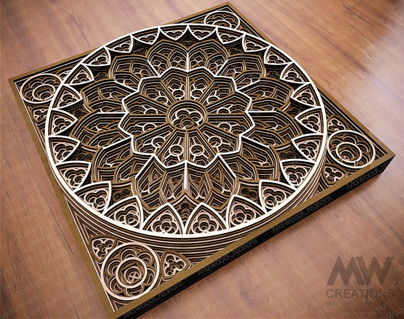 Layered Gothic Rose Window SVG Laser Cut Gothic Rose Mandala - Etsy
