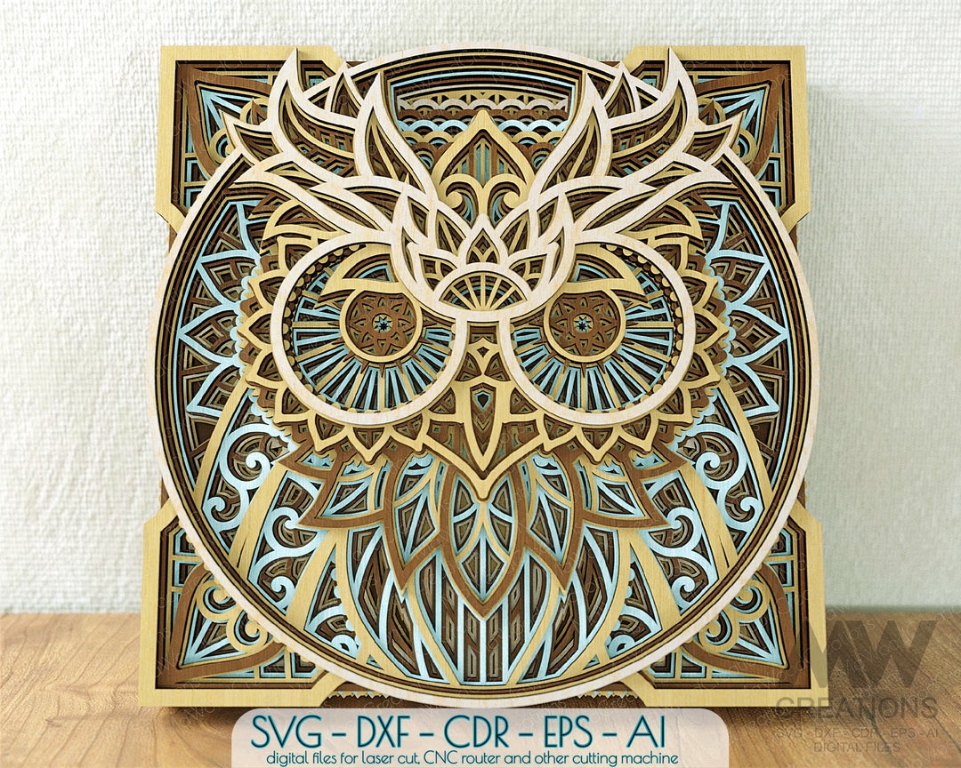 Laser Cut Multi-layer Owl Mandala Svg Dxf, 3D Owl Svg Dxf, Layered Owl ...