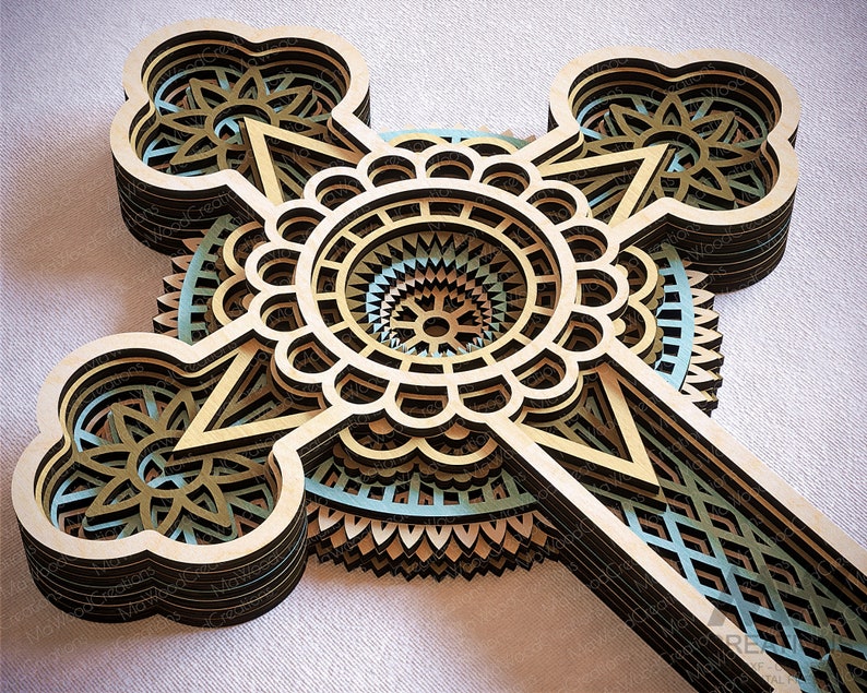 3D Layered Cross, Christian Cross SVG, Multi Layer Cross Svg, Laser Cut ...