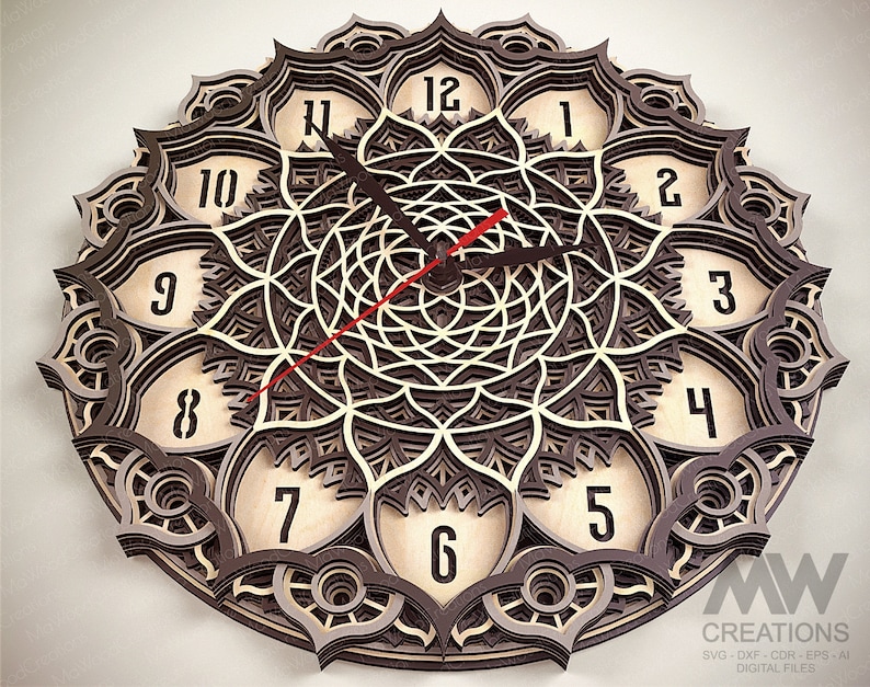 7 Layer Mandala Clock Svg 3d Layer Svg Clock Multi Layer - Etsy Australia