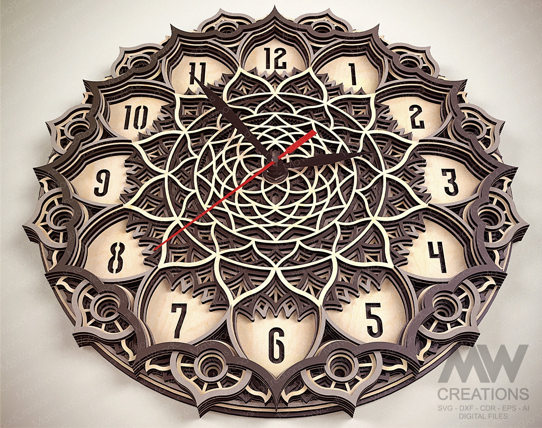 7 Layer Mandala Clock Svg 3d Layer Svg Clock Multi Layer - Etsy Canada