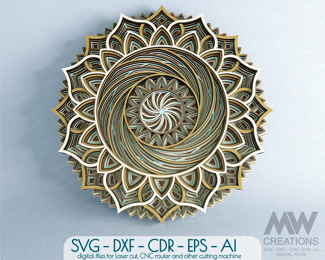 3d Laser Cut Multi Layered Mandala Svg Dxf, 7 Layer Mandala SVG Dxf, 3D ...