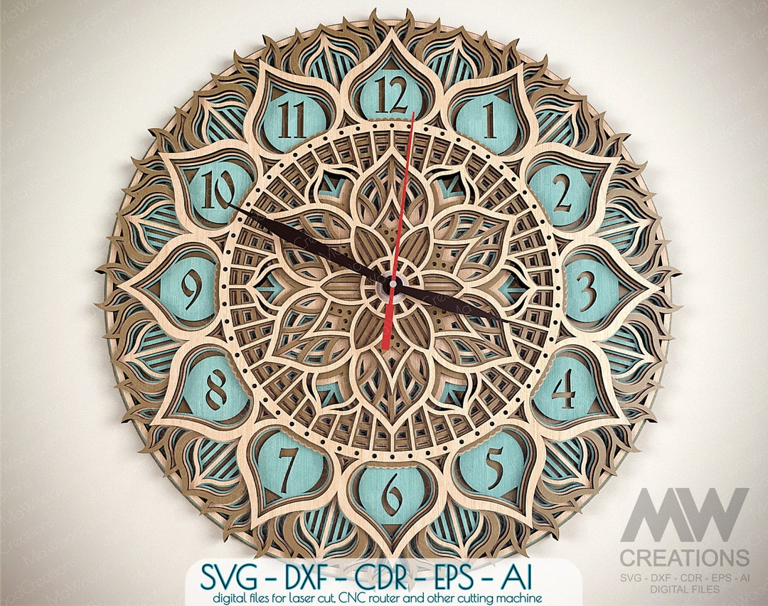 Laser Cut Clock Svg Dxf, 5 Layer Clock Cut Files, Laser Cut Multi-layer ...