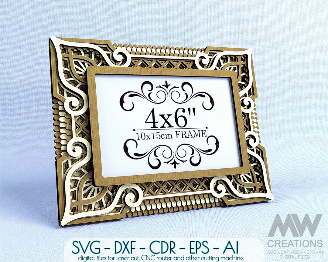 Laser Cut Frame SVG DXF, Multilayer Frame Svg, 4x6 Picture Frame Svg ...