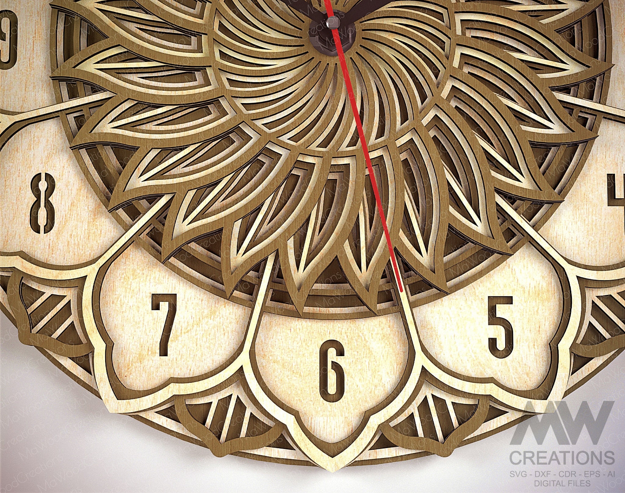 Laser Cut Multilayer Clock Svg Mandala Clock SVG Dxf Cricut - Etsy