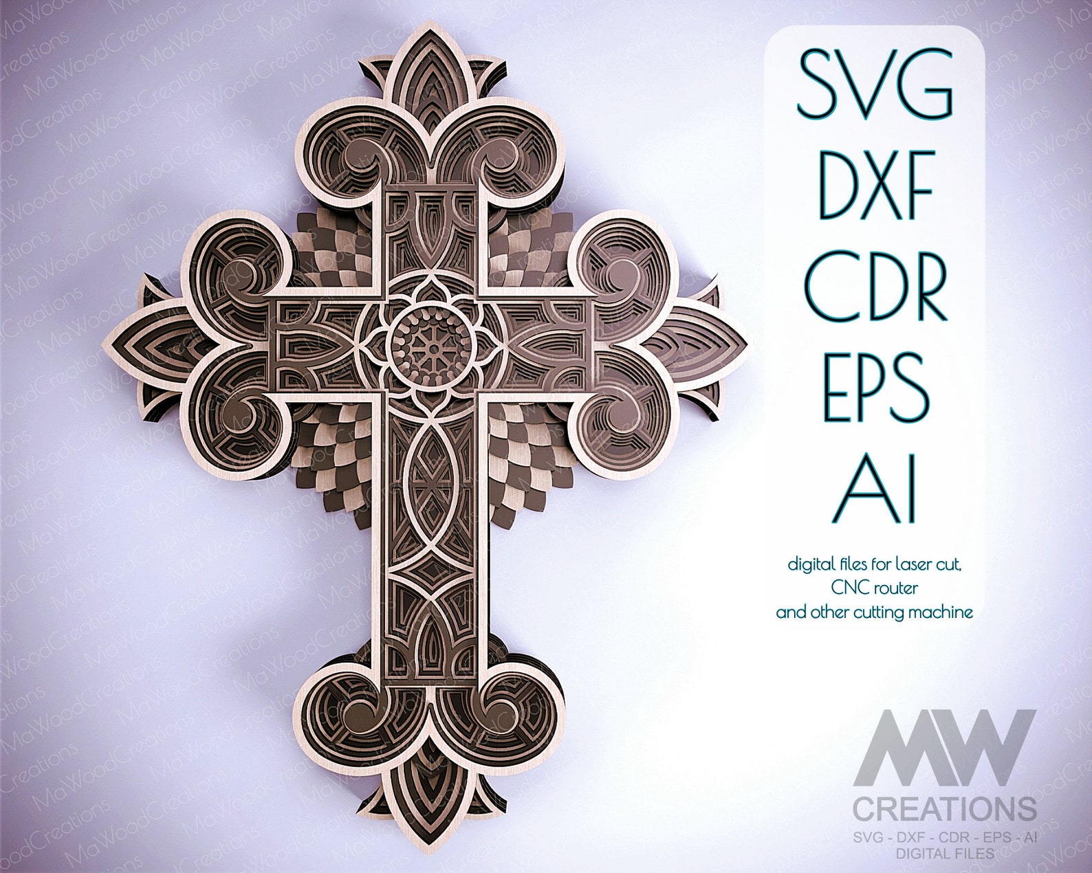 Layered Mandala Cross SVG for Cricut Glowforge Cross Svg - Etsy