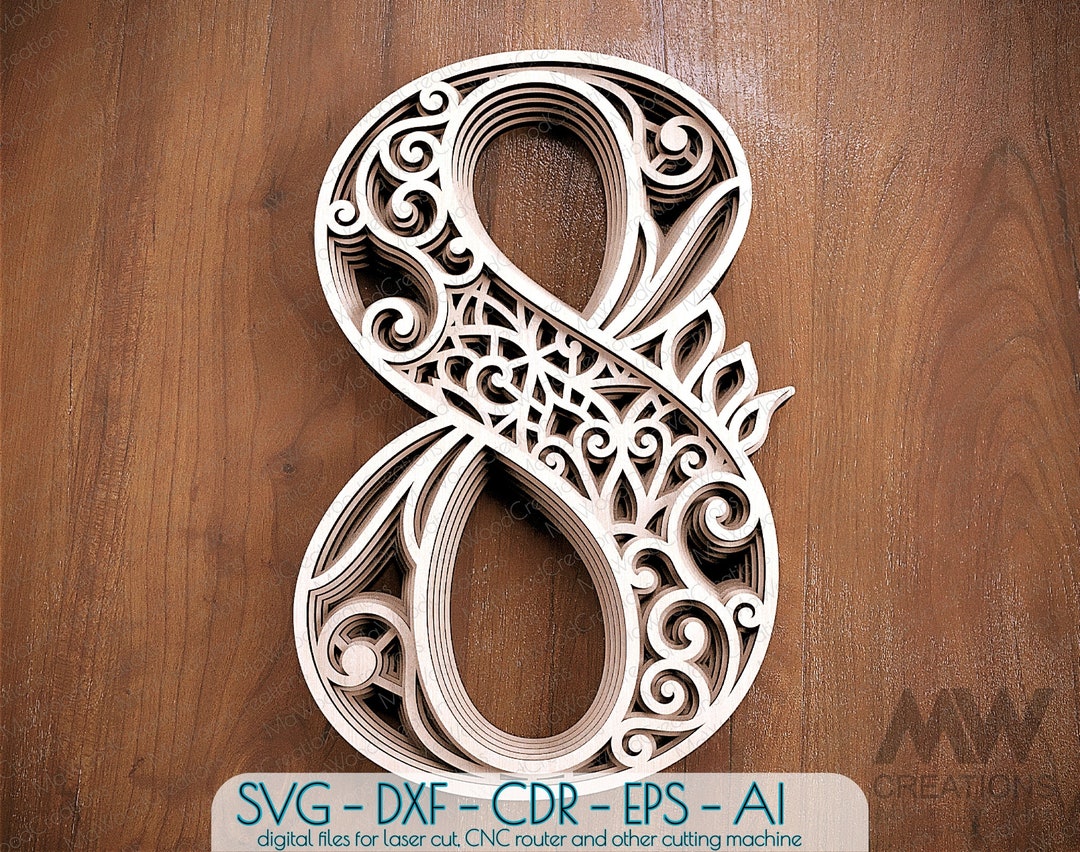 Layered Number 8, Layered Numbers SVG, Multilayer Number 8, Numbers SVG ...