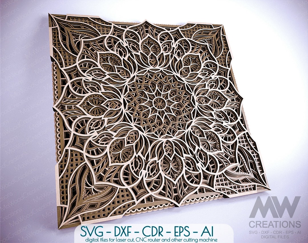 3D Layer Mandala SVG, Laser Cut Multi Layer Mandala DXF, Flower Mandala ...