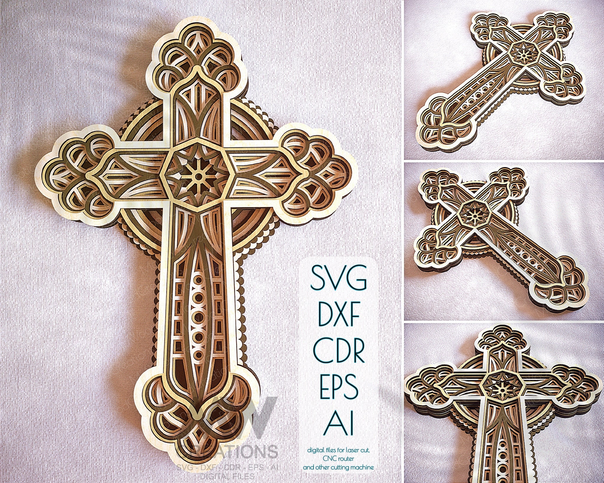 Multi Layer Cross SVG for Cricut Laser Cut Cross Layered Svg - Etsy