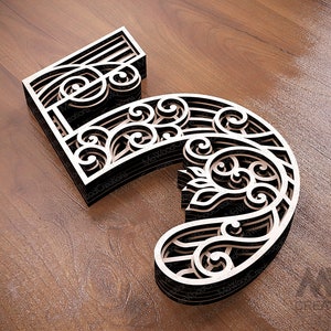 Layered Number 5, Layered Numbers SVG, Multilayer Number 5, Numbers SVG ...