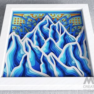 3d Mountain SVG, Layered Mountain Mandala SVG, Shadow Box Mountain Svg ...