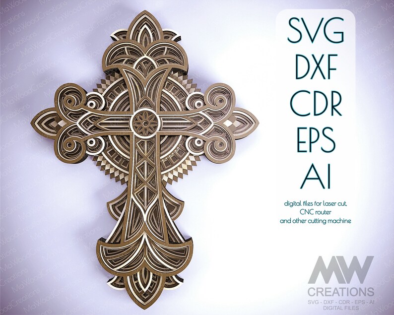 Laser Cut Layer Cross Svg Dxf Christian Cross SVG Multi - Etsy
