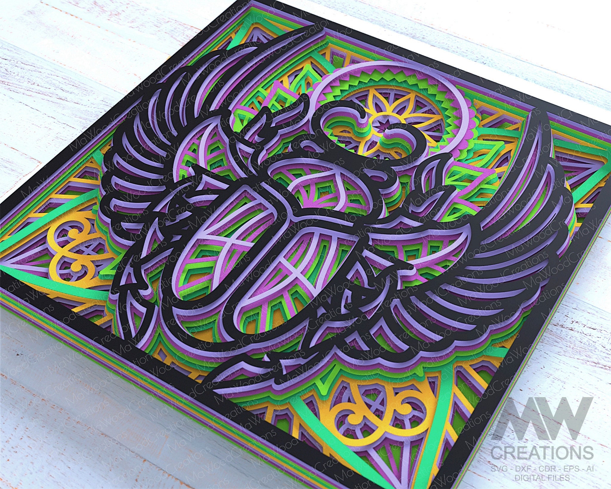 3d Layered Scarabaeus Svg Scarabaeus Mandala Svg Paper Cut - Etsy